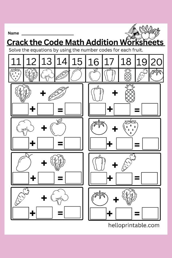 Crack-the-code Math Addition and Subtraction Worksheets for ...