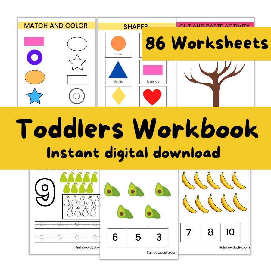 Printable Toddlers Learning Workbook Bundle Includes Math Worksheets ...