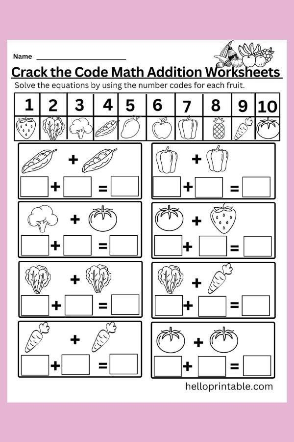 Crack-the-code Math Addition and Subtraction Worksheets for ...