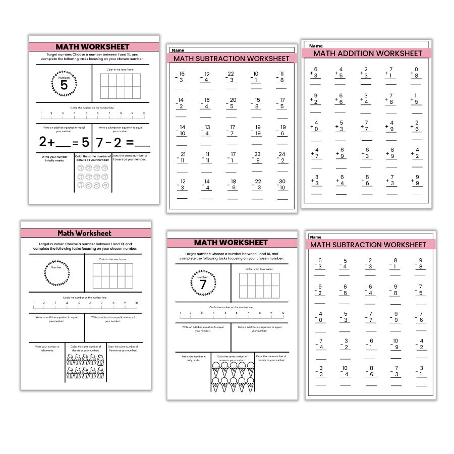 Kindergarten Math Printable Worksheets - Summer Practice Worksheet for ...