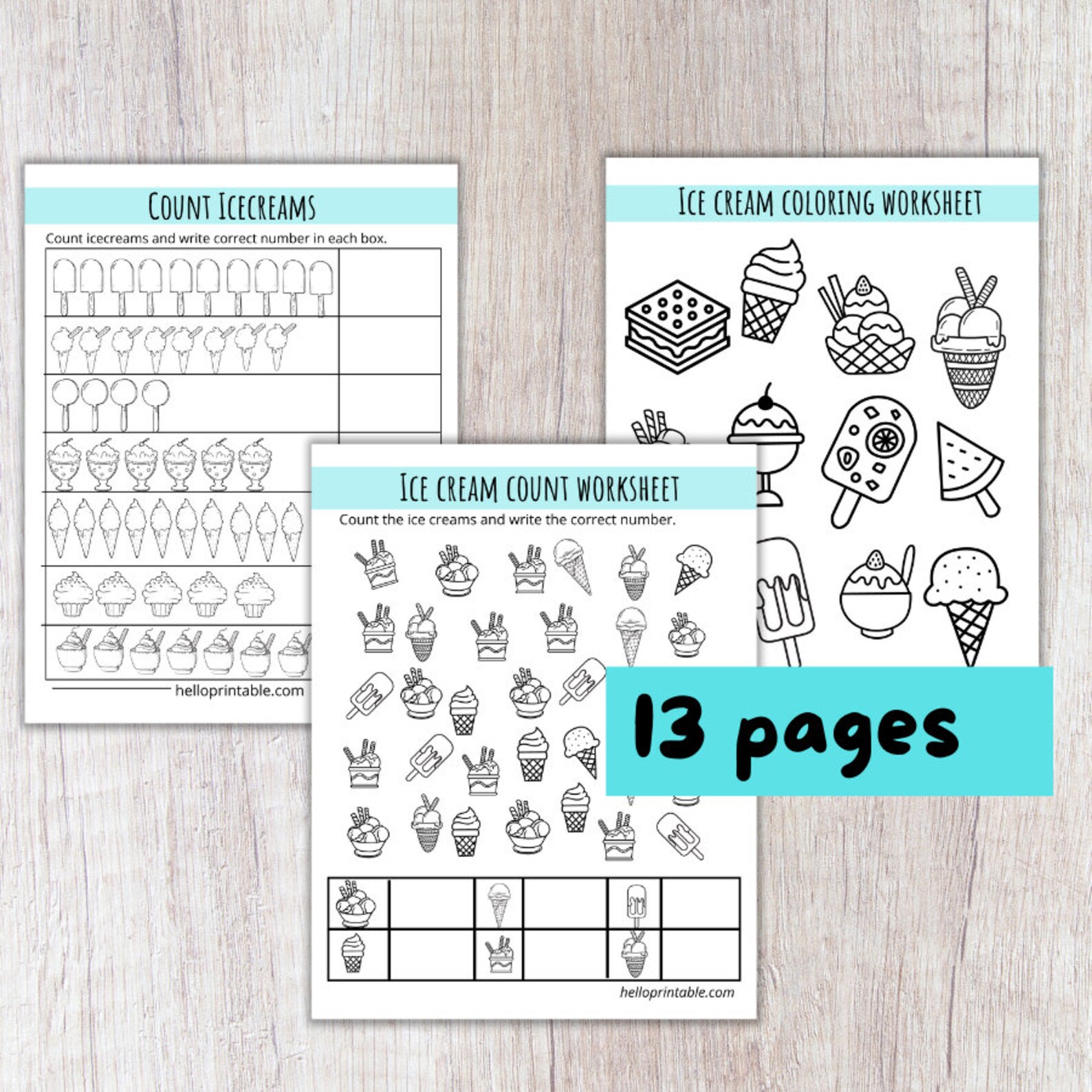 Ice Cream Coloring Bundle - Printable Coloring Pages for Toddlers ...