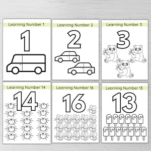 Numbers Coloring Worksheets for Preschool Kids, Toddlers - Count and ...