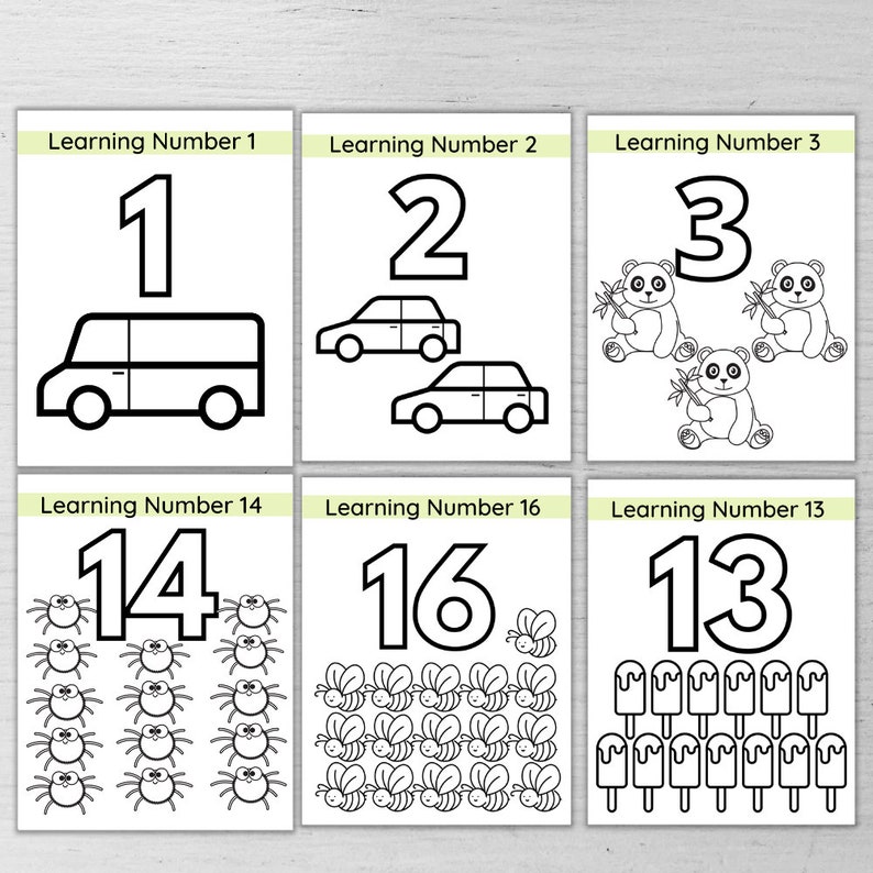 Numbers Coloring Worksheets for Preschool Kids, Toddlers - Count and ...