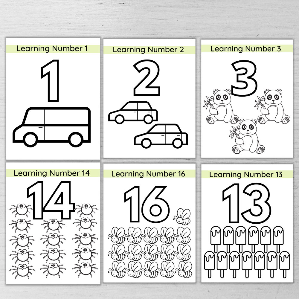 Numbers Coloring Worksheets for Preschool Kids, Toddlers - Count and ...