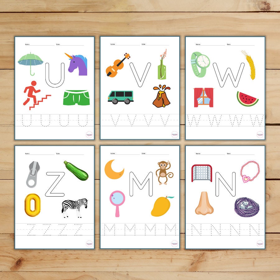 Alphabets Workbook Printable Trace Color Homeschool Teacher Kids Learn ...