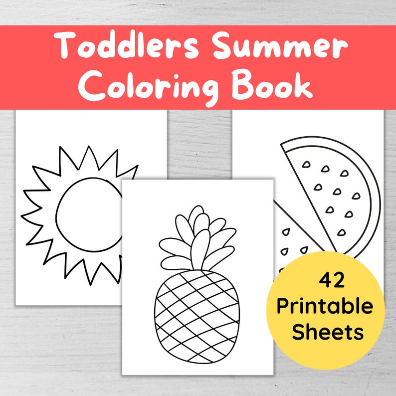 Libro para colorear de verano para niños pequeños 42 hojas para ...