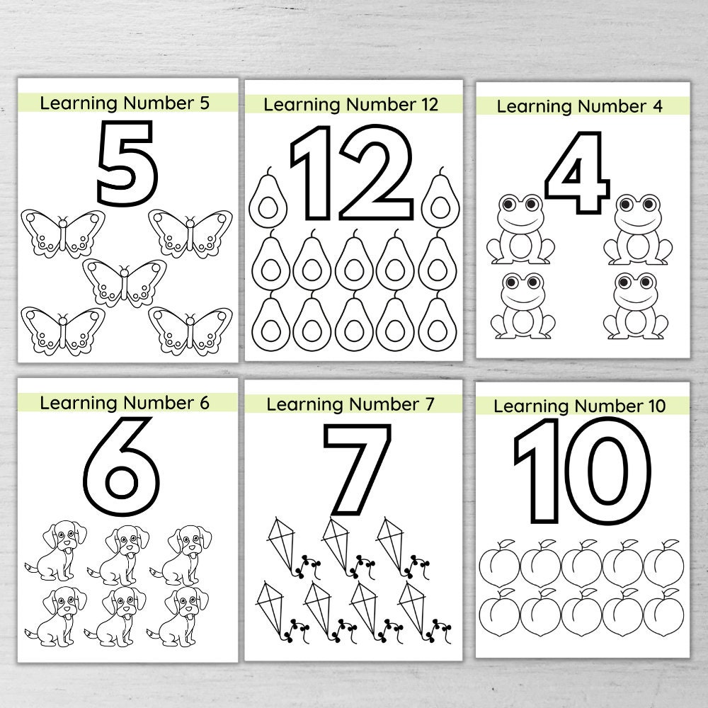 Numbers Coloring Worksheets for Preschool Kids, Toddlers - Count and ...