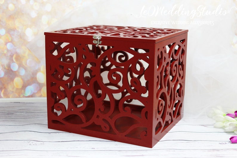 Wedding Card Box BIG SIZE in Cherry Red-Gift-Plywood | Etsy