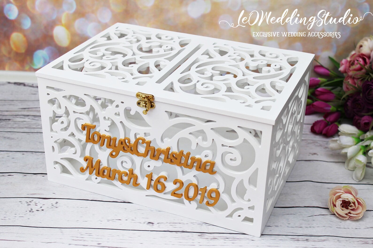 Personalized Wedding Card Money Box With Slot-wedding Card Holder With ...