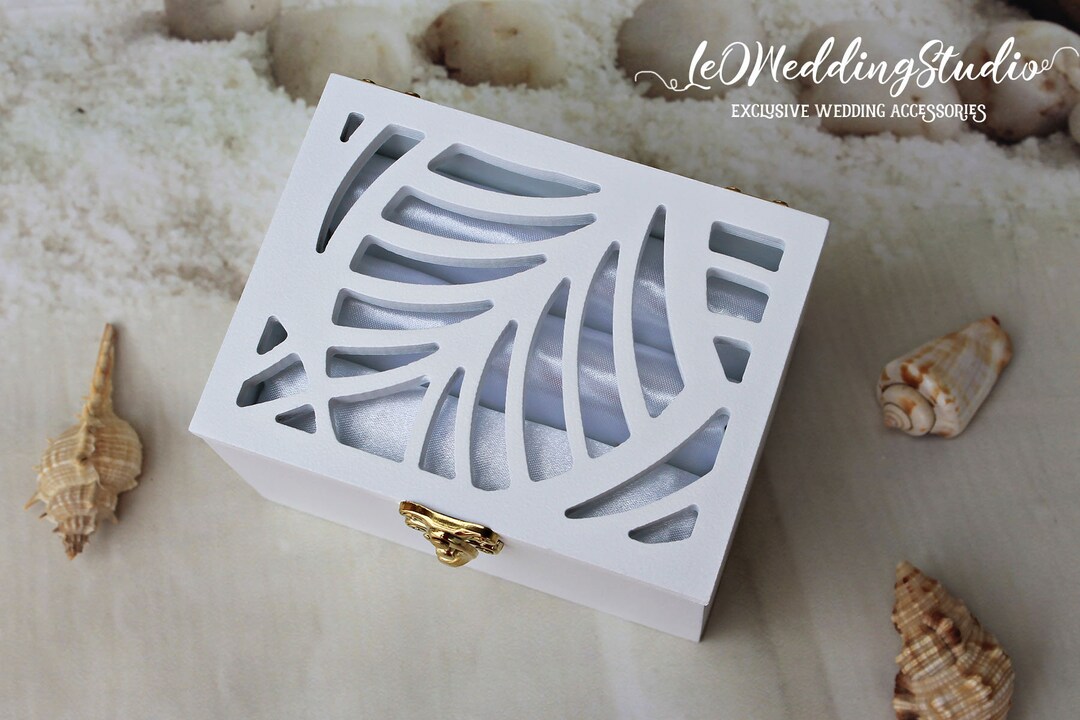 Palm Leaves Wedding Ring Bearer Box-palm Fronds Ring Keepsake Box ...