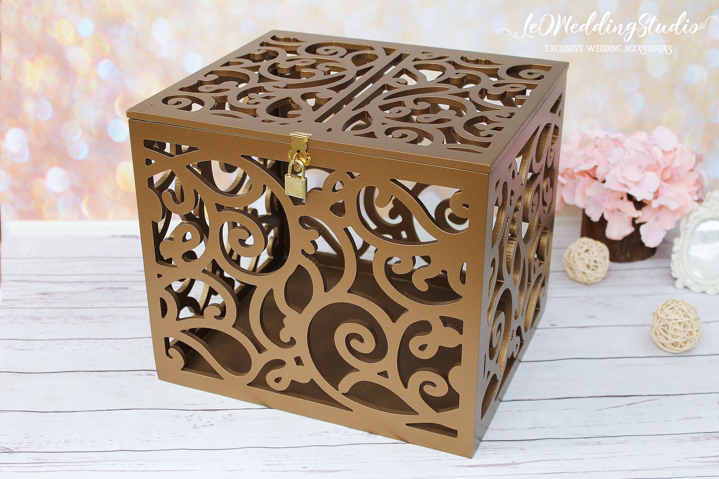 Wedding Card Box in Ancient Gold BIG Size-large Keepsake | Etsy