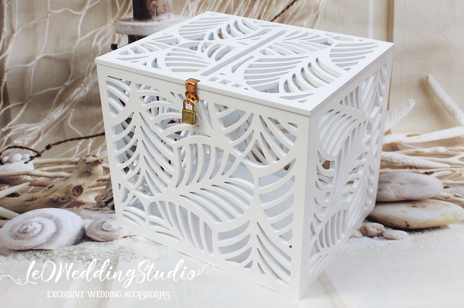 Palm Leaves Wedding Card Box - Palm Fronds Wedding Money Box - Tropical ...