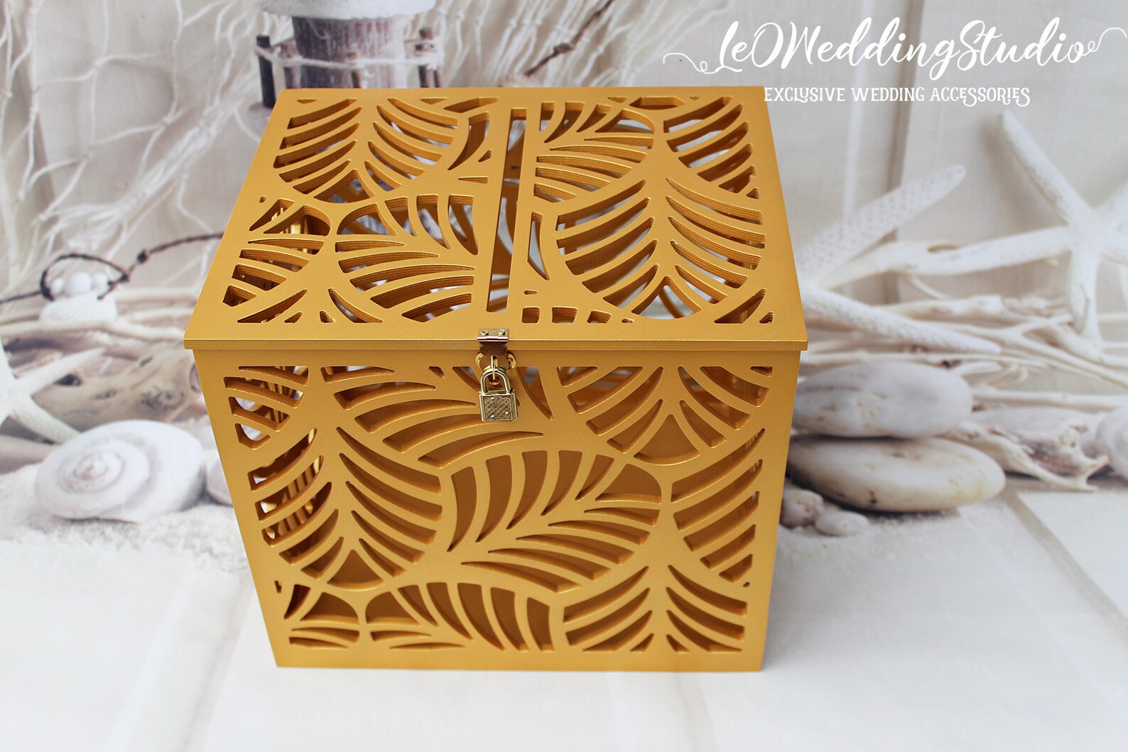 Gold Palm Leaves Wedding Card Box-palm Fronds Wedding Money Box ...
