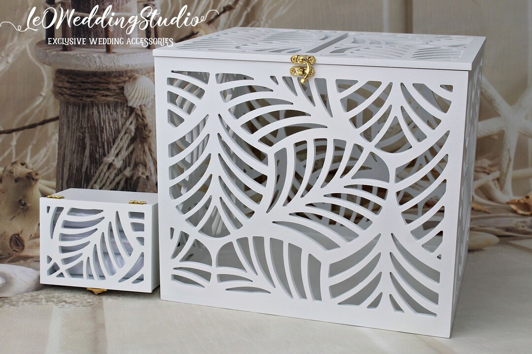 Palm Leaves Wedding Card Box&ring Box-palm Fronds Wedding Set-tropical ...