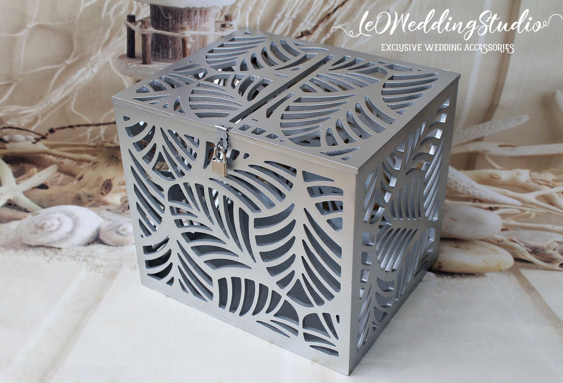 Silver Palm Leaves Wedding Card Box-palm Fronds Wedding Money | Etsy