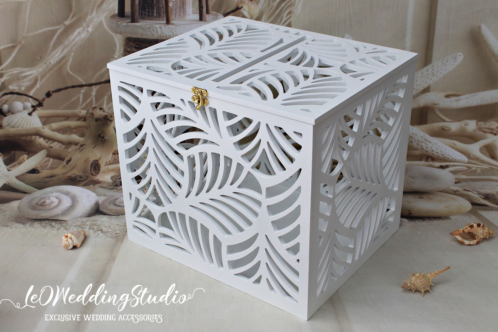 Palm Leaves Wedding Card Box&ring Box-palm Fronds Wedding Set-tropical ...
