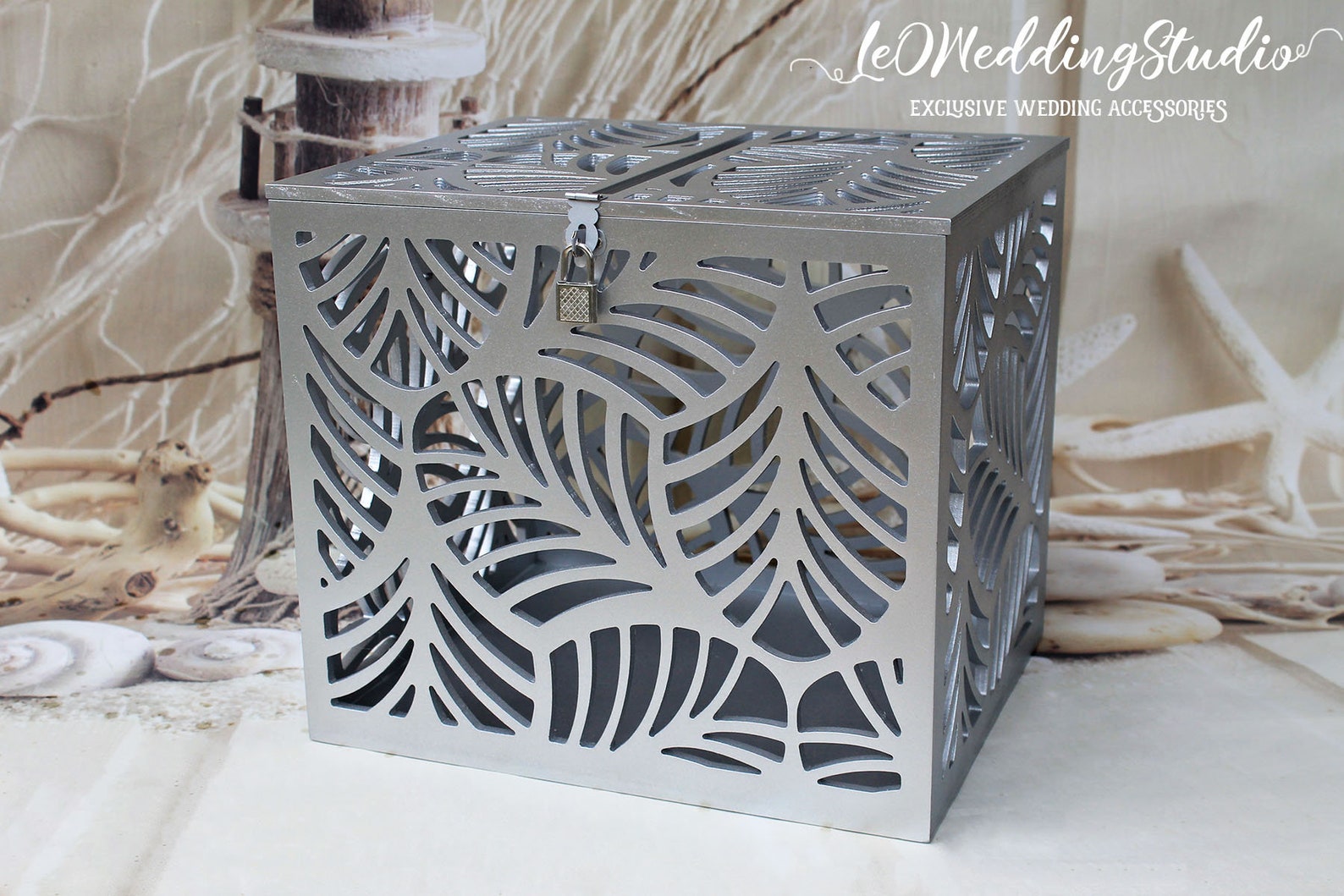 Silver Palm Leaves Wedding Card Box-palm Fronds Wedding Money | Etsy