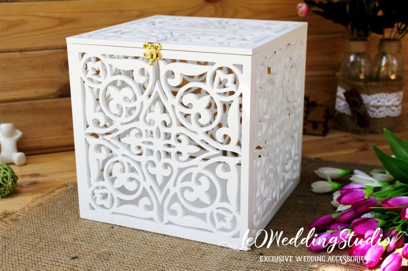 Lockable Wedding Card Box-Wedding Gift-Keepsake Box with gold | Etsy