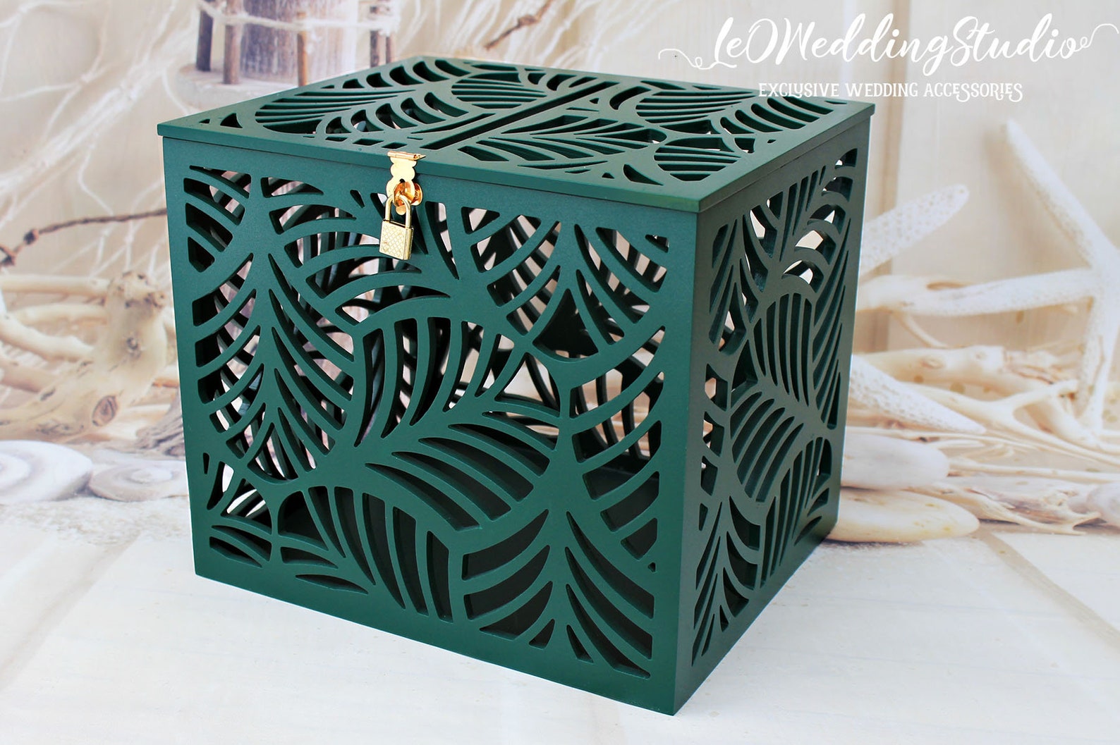 Palm Leaves Wedding Card Box-dark Green Palm Fronds Money - Etsy
