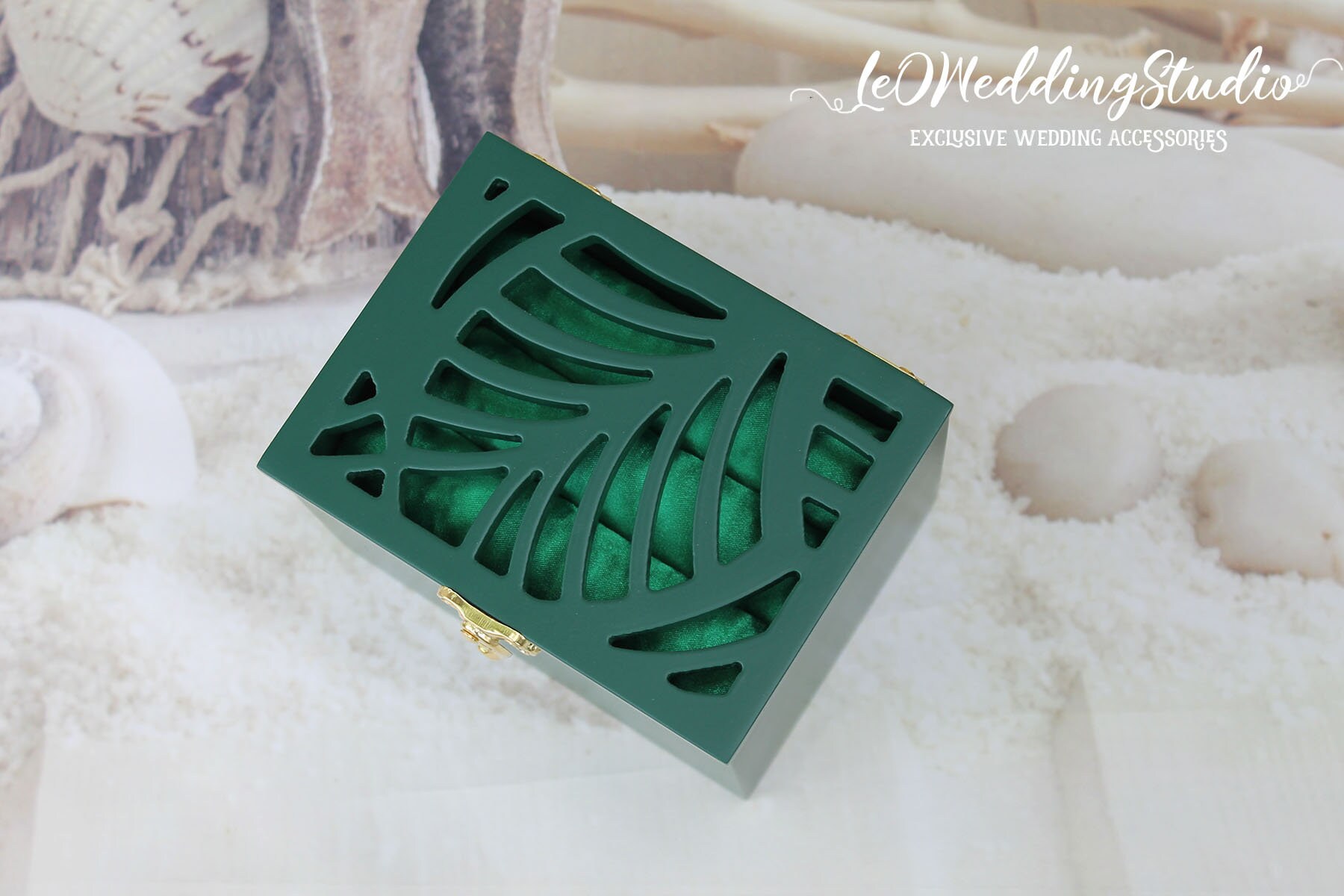 Palm Leaves Wedding Ring Bearer Box-dark Green Palm Fronds - Etsy