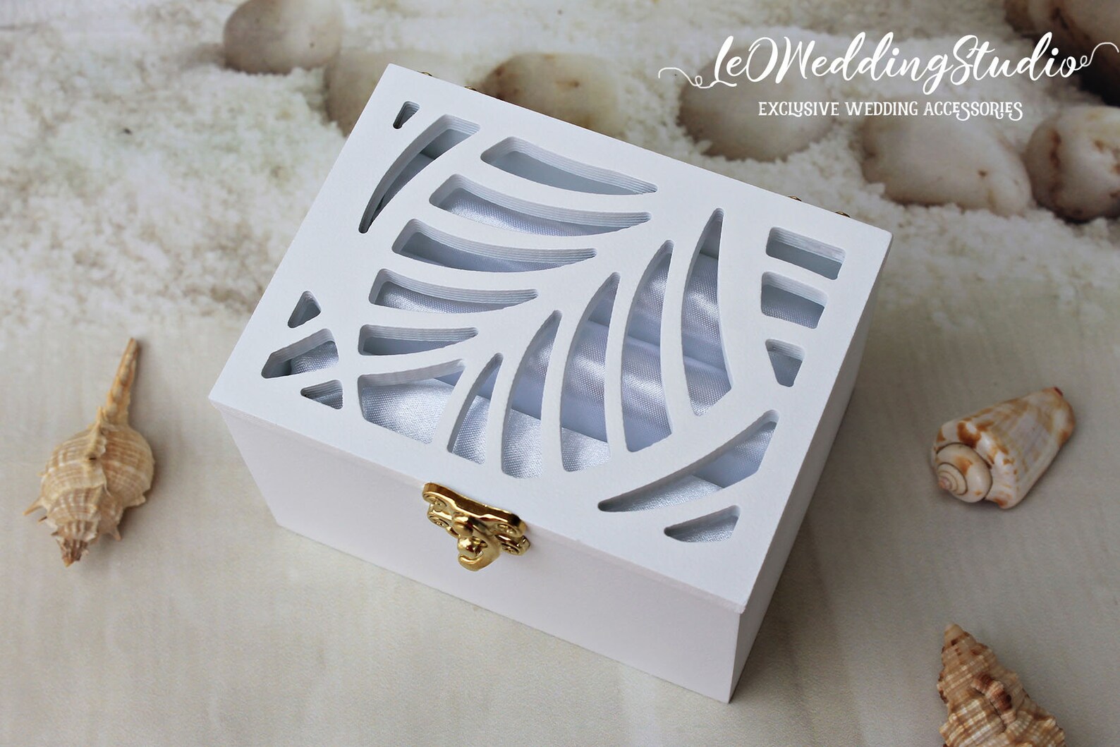 Palm Leaves Wedding Ring Bearer Box-palm Fronds Ring Keepsake Box ...