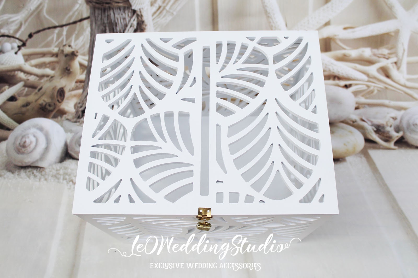 Palm Leaves Wedding Card Box - Palm Fronds Wedding Money Box - Tropical ...