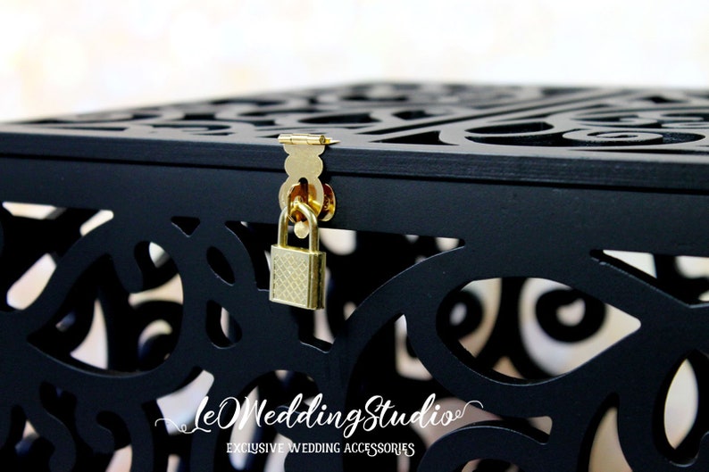Lockable Wedding Card Box BIG Size-black Keepsake Box With - Etsy