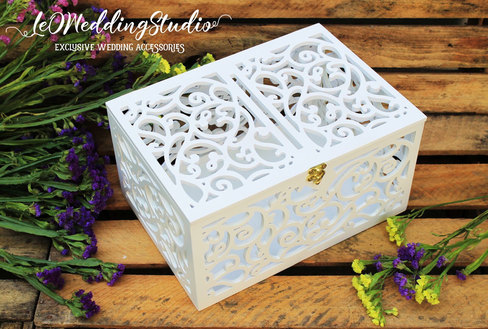 Wedding Card Box-wedding Gift-monogram Holder-lockable - Etsy
