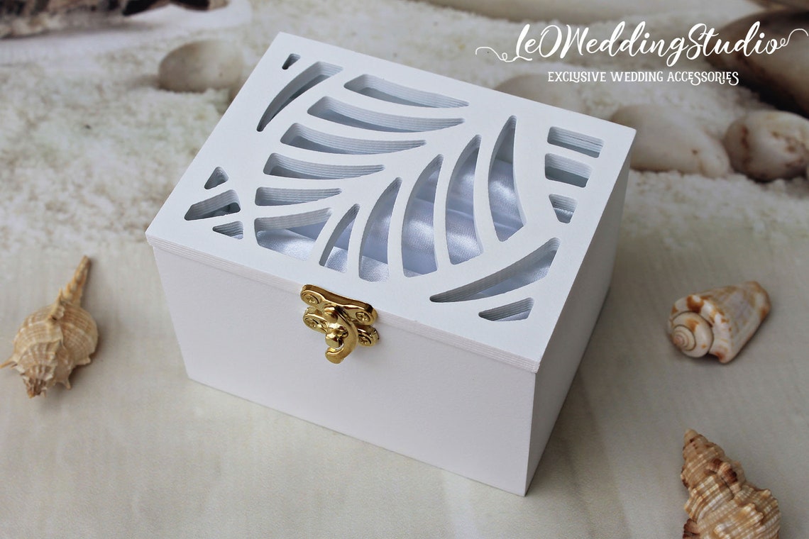 Palm Leaves Wedding Ring Bearer Box-palm Fronds Ring Keepsake Box ...