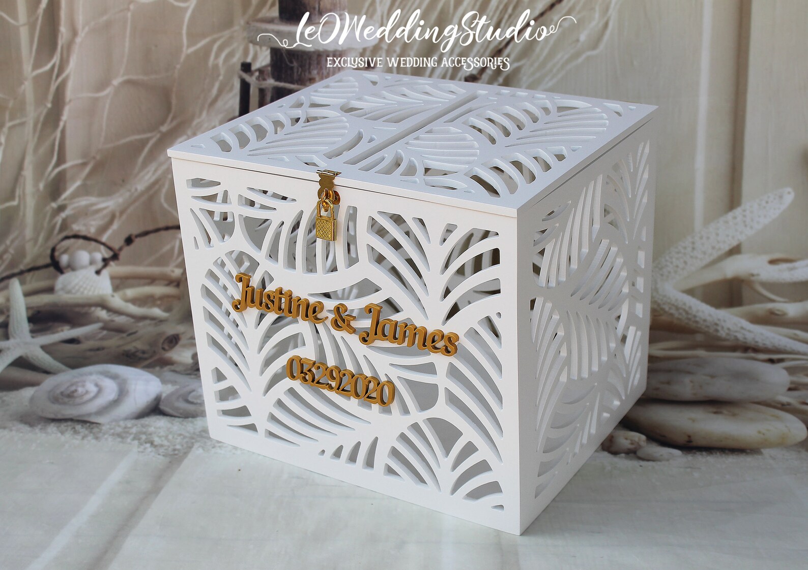 Personalized Palm Leaves Wedding Card Box-palm Fronds Wedding - Etsy