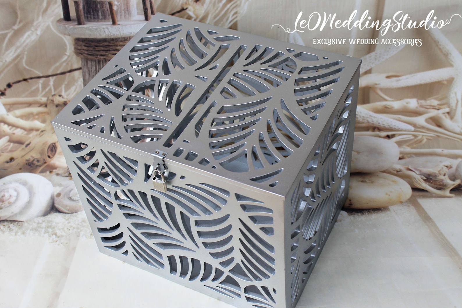 Silver Palm Leaves Wedding Card Box-palm Fronds Wedding Money | Etsy