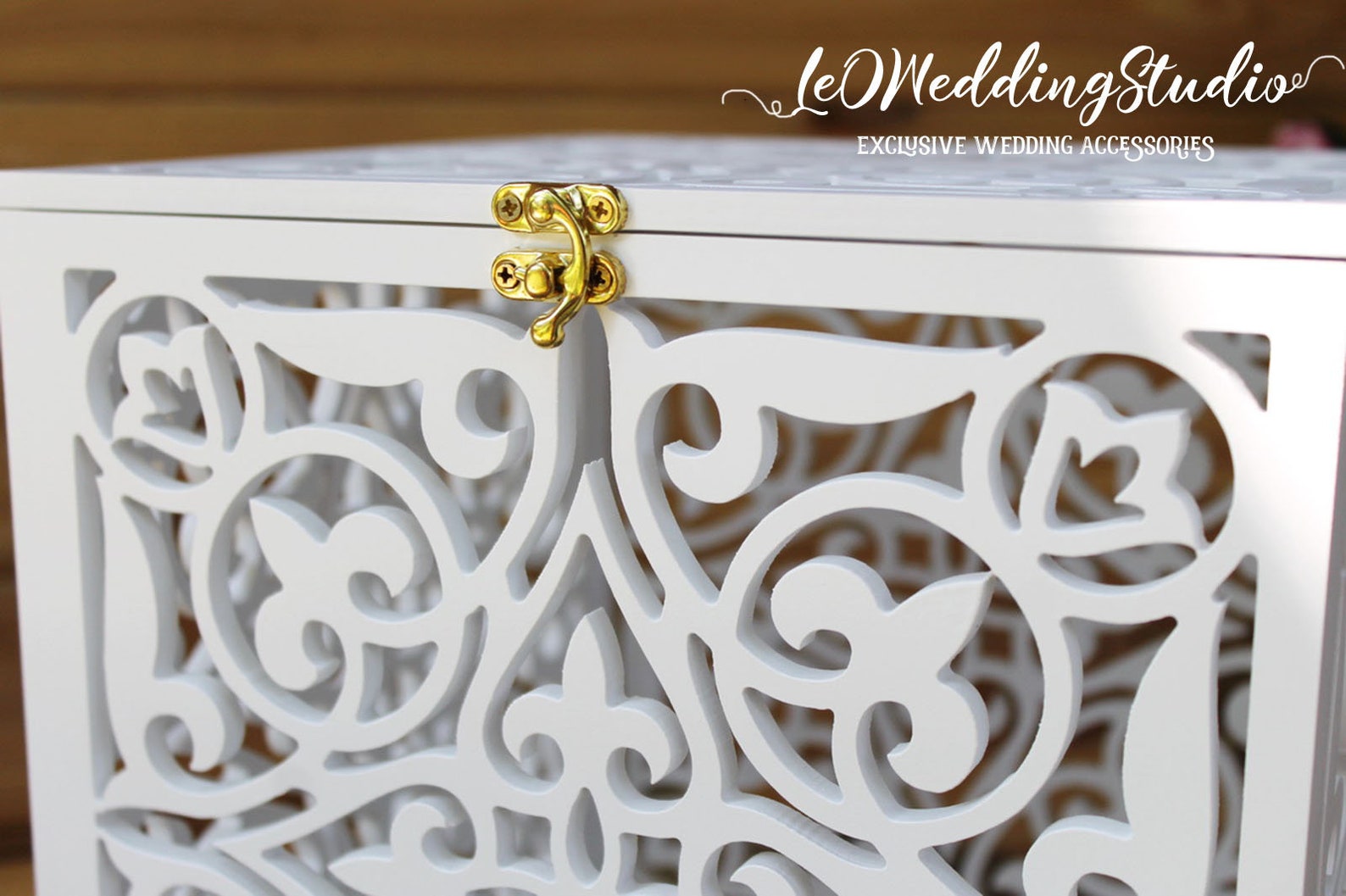 Lockable Wedding Card Box-Wedding Gift-Keepsake Box with gold | Etsy