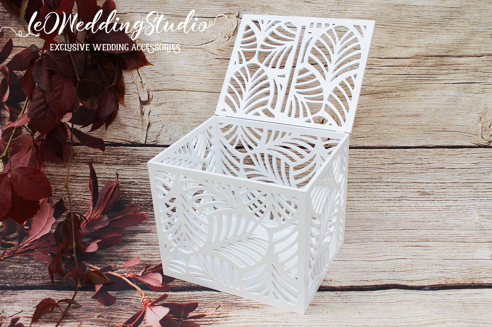 Palm Leaves Wedding Card Box - Palm Fronds Wedding Money Box - Tropical ...