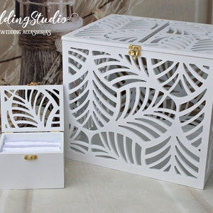 Palm Leaves Wedding Card Box&ring Box-palm Fronds Wedding Set-tropical ...