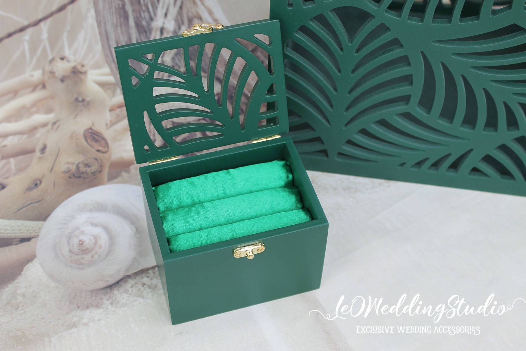 Palm Leaves Wedding Ring Bearer Box-dark Green Palm Fronds - Etsy