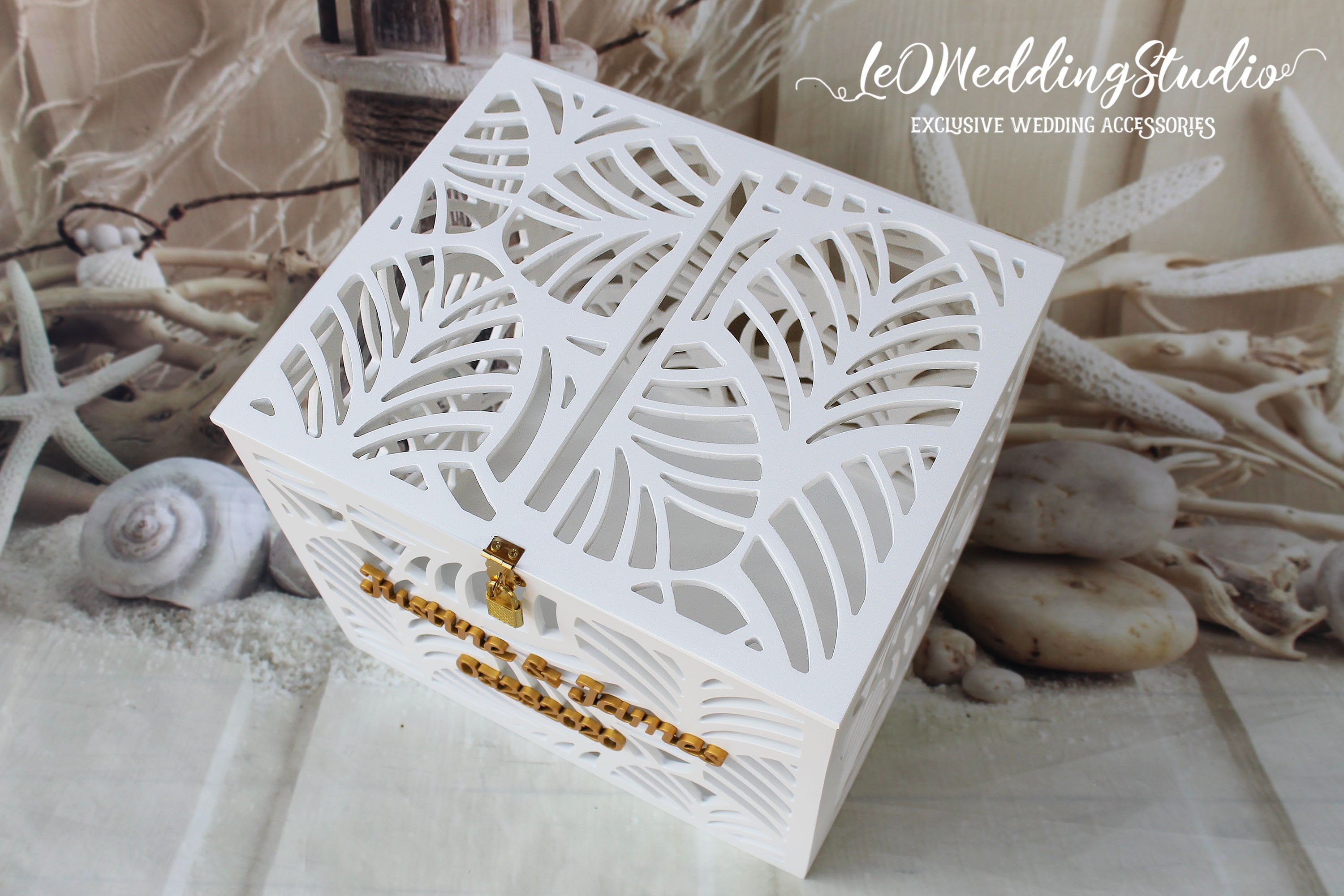 Personalized Palm Leaves Wedding Card Box-palm Fronds Wedding | Etsy