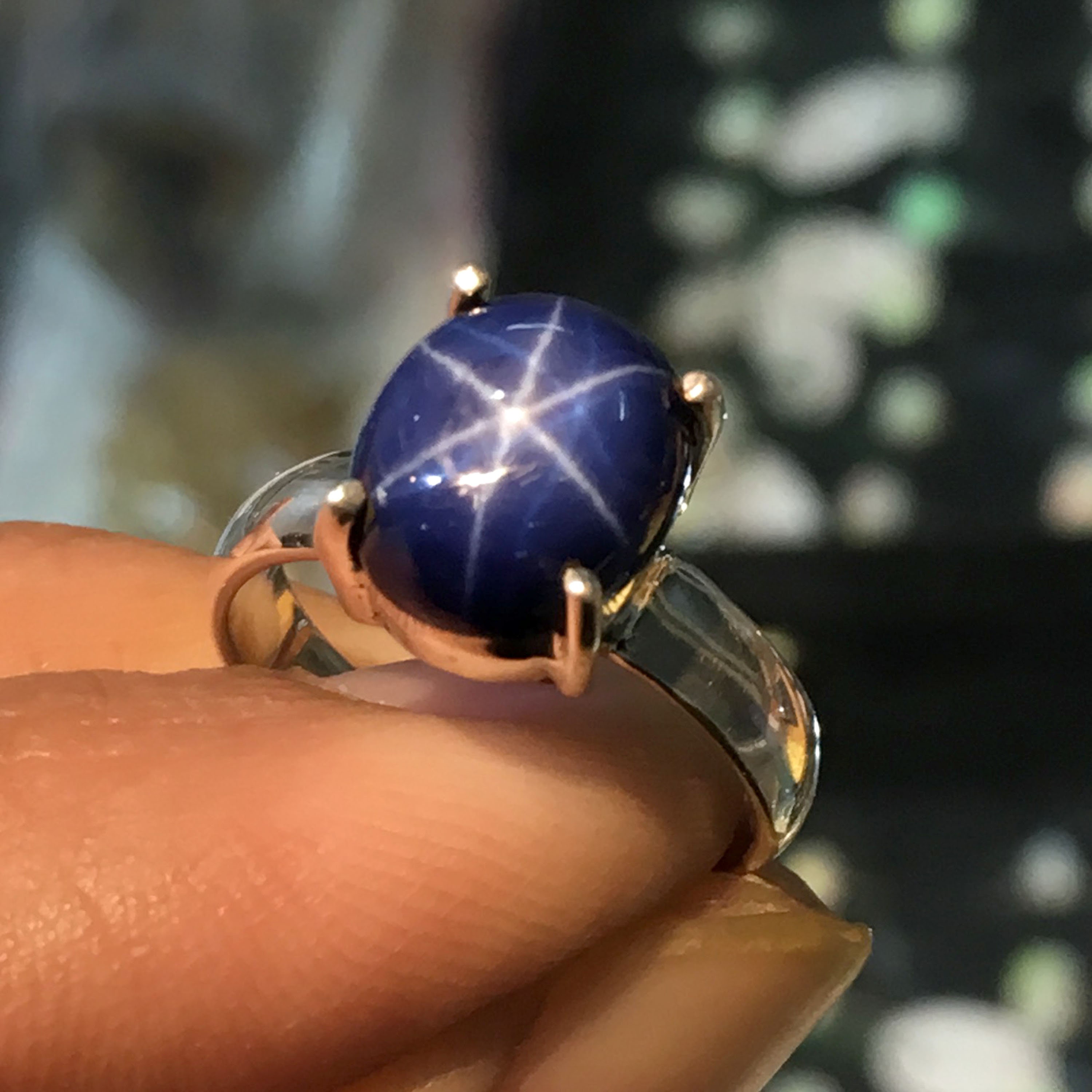 Blue Star Sapphire Gemstone Ring 925 Solid Sterling Silver - Etsy