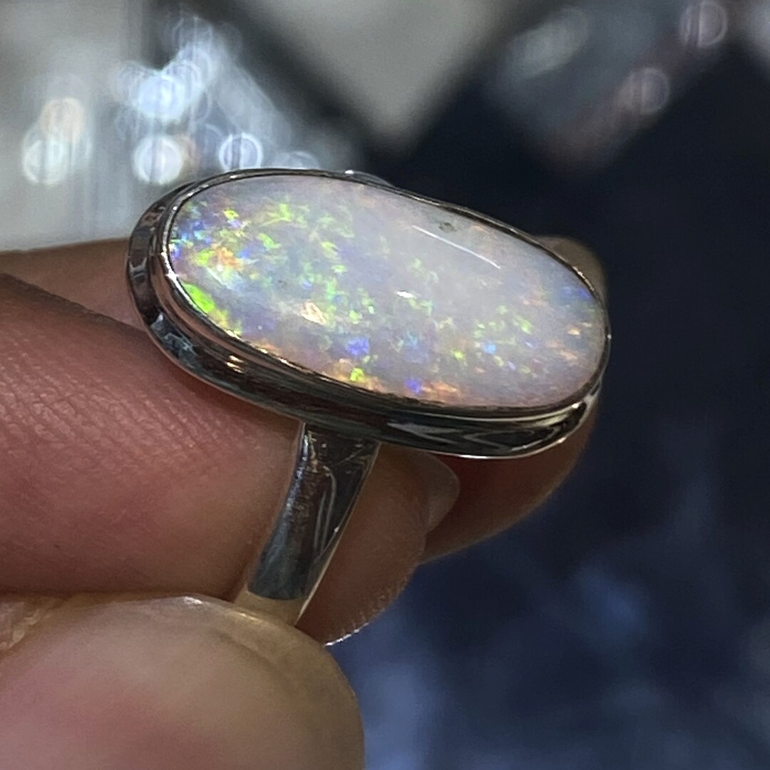 Natural Australian Opal Multi Fire Stone Ring 925 Solid - Etsy Australia