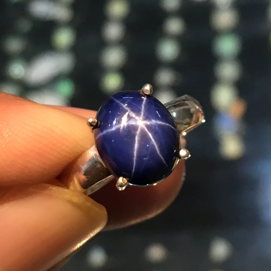Blue Star Sapphire Gemstone Ring 925 Solid Sterling Silver | Etsy