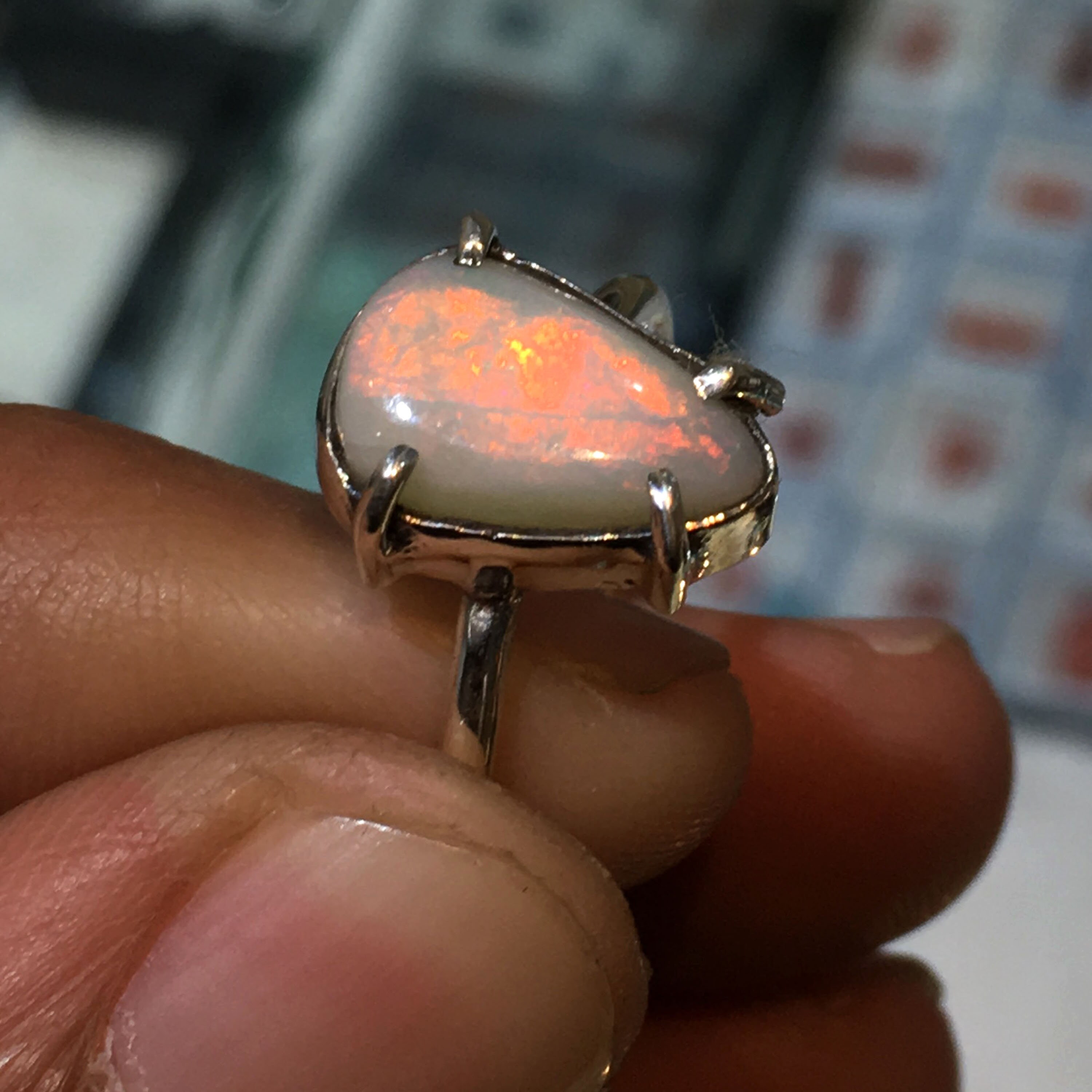 Lovely Top Natural Australian Red Fire Opal Stone Ring 925 | Etsy