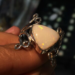 Natural Australian Opal Red Fire Stone Ring 925 Solid Sterling Silver ...
