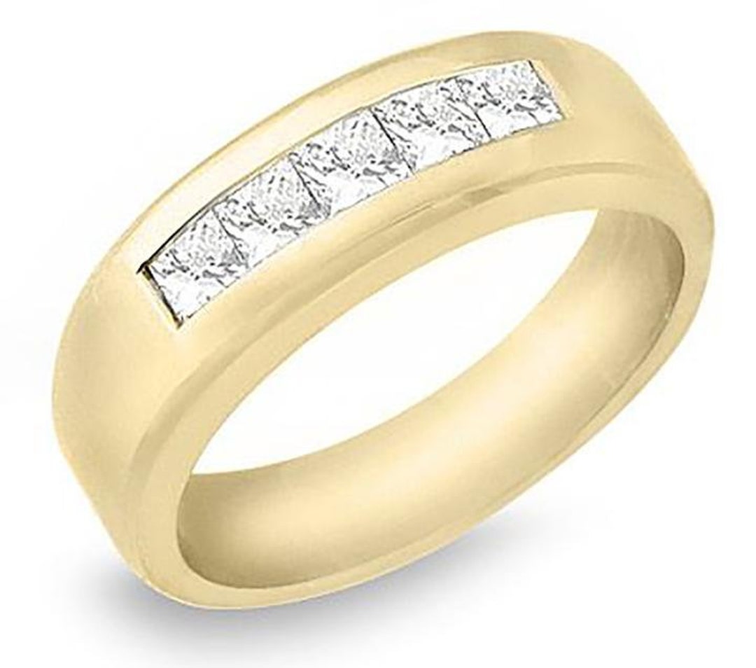 14k Solid Yellow Gold 1/2 Ct.5 Stone Men's Diamond Ring - Etsy