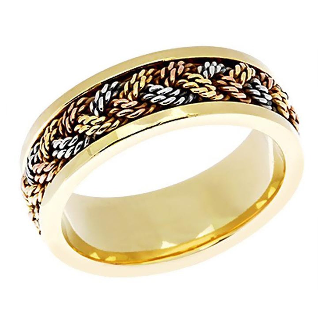 6mm Tri-color Hand Braided 14k Solid Gold Wedding Band - Etsy