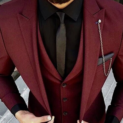 Men Suits Black 3 Piece Formal Fashion Slim Fit Wedding Suit Etsy