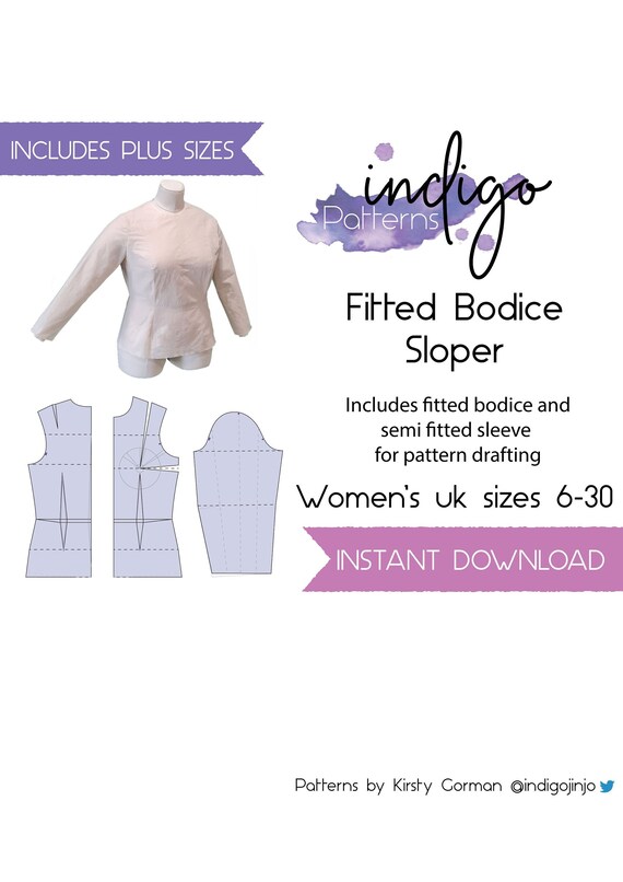Women's Bodice Sloper Pattern for Pattern Drafting Plus | Etsy