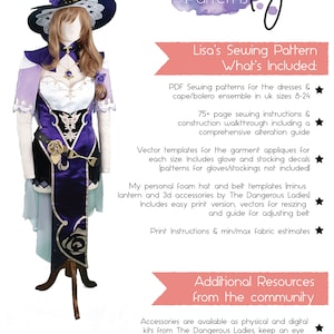 Lisa Genshin Impact Cosplay Sewing Pattern: Women's Costume (PDF ...