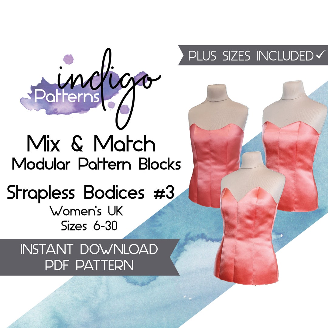 Strapless Bodice Pattern Blocks, Princess Seam Bodice Block Patterns ...