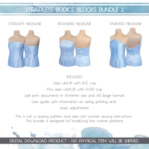 Strapless Bodice Pattern Blocks, Mix and Match Modular Sloper Patterns ...