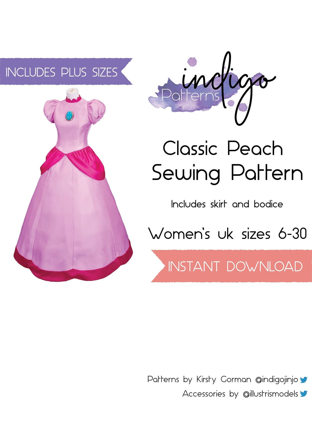 Classic Peach Cosplay Sewing Pattern Princess Peach Costume - Etsy
