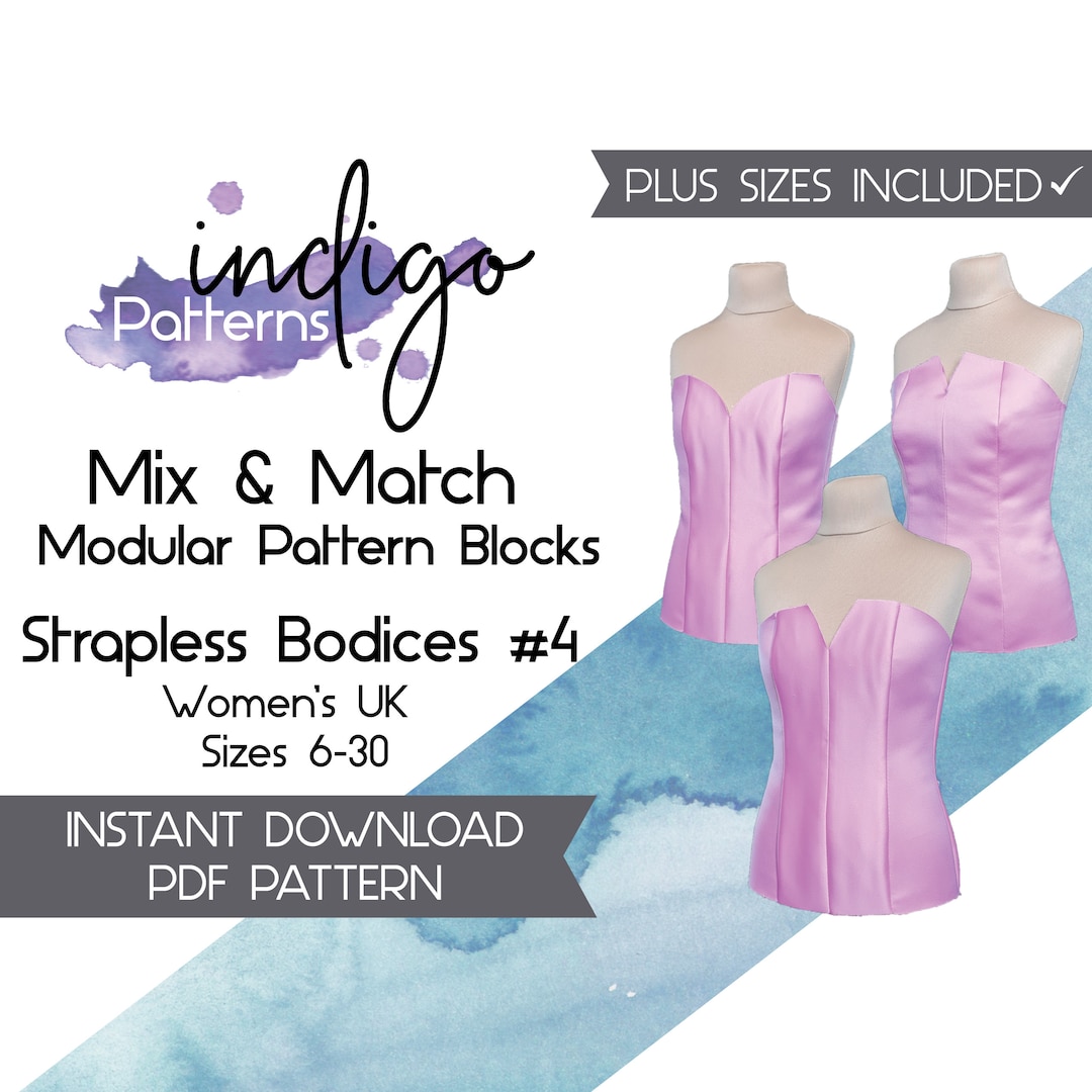 Strapless Bodice Pattern Blocks, Princess Seam Bodice Block Patterns ...